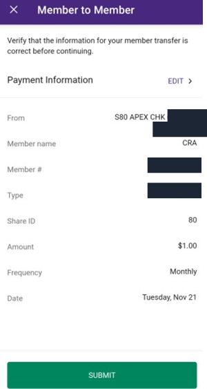 Member to Member Transfers | First Heritage Federal Credit Union